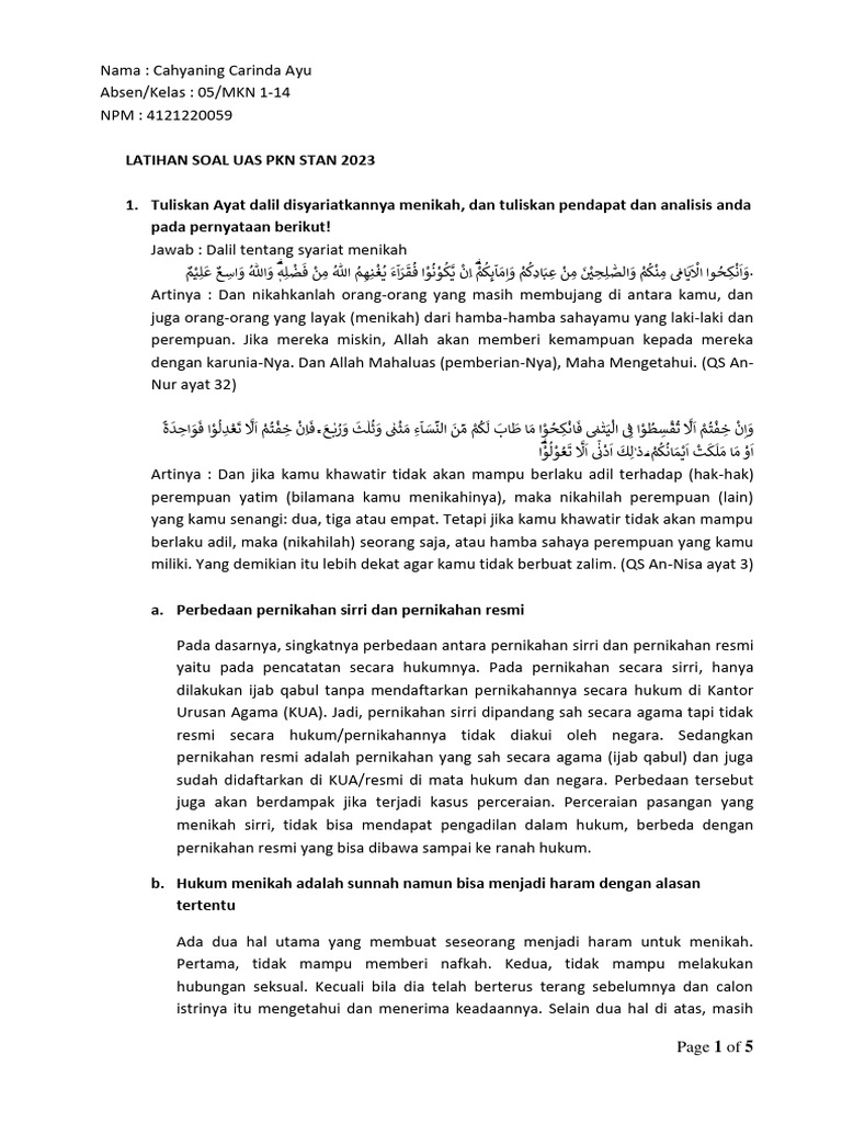 Contoh Soal Agama Islam | PDF
