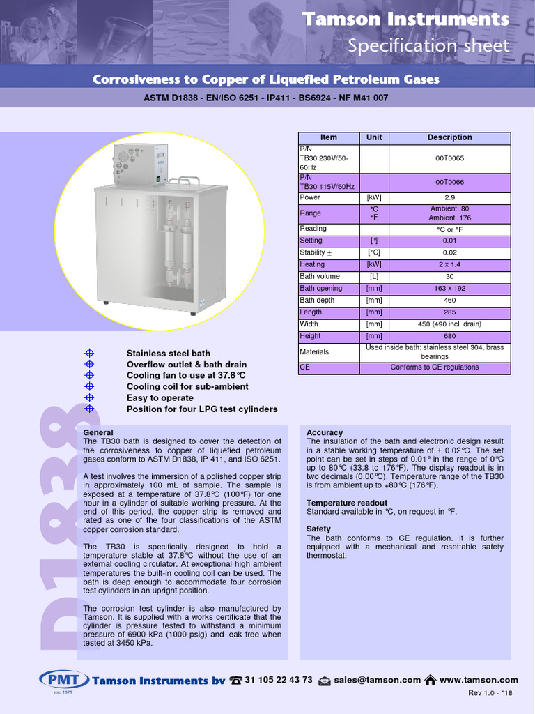 Specification Sheet: Corrosiveness To Copper of Liquefied Petroleum ...