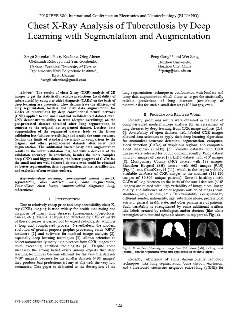 Chest X-Ray Analysis of Tuberculosis by Deep | PDF | Deep Learning ...