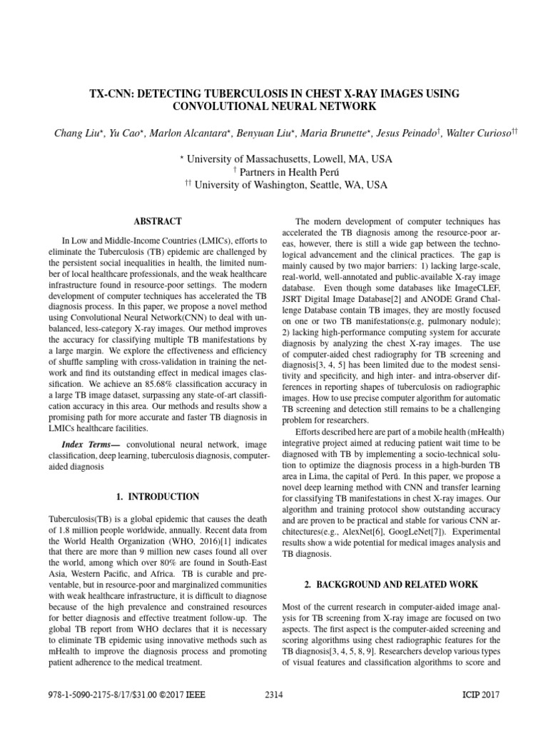 Detecting Tuberculosis In Chest X Ray Images Using Pdf Deep Learning Cognition