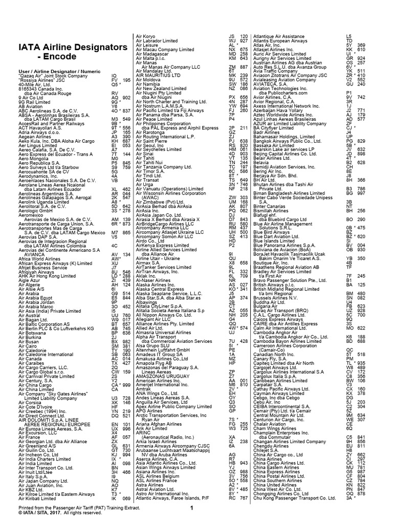 Airline Codes PDF | PDF
