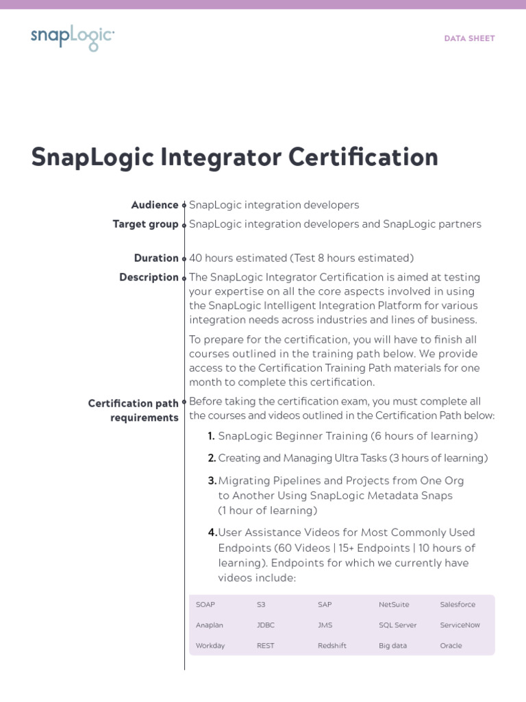 SnapLogic Integrator Certification | PDF | Computing | Software Engineering