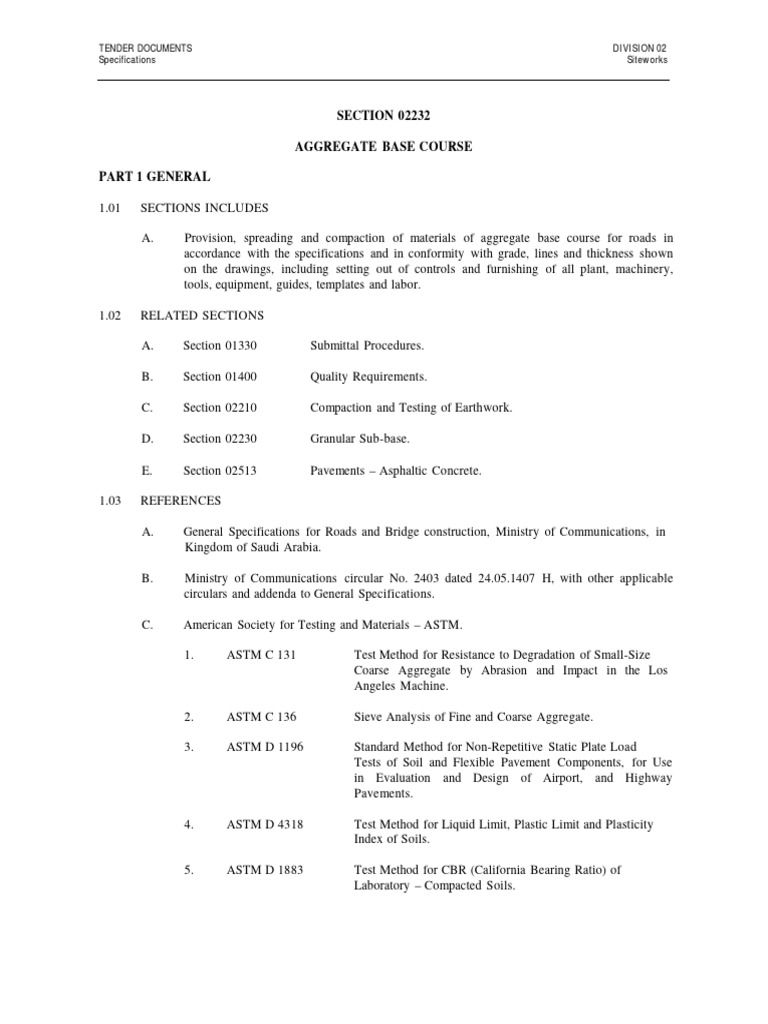 Aggregate Base Course Sample of Specification | PDF Aggregate Base Course Sample of Specification | PDF