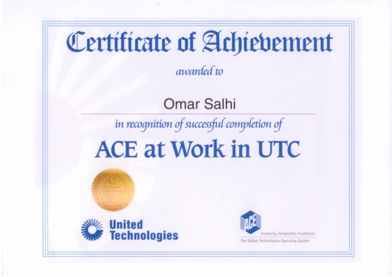 Certificate - ACE | PDF Certificate - ACE | PDF