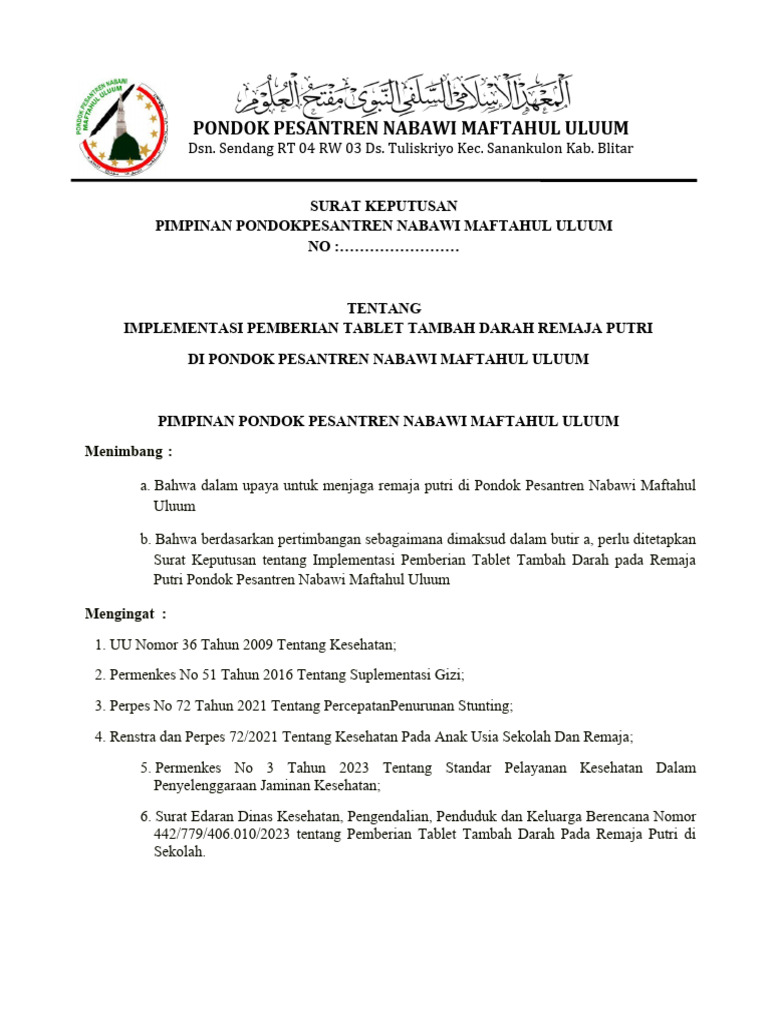 Surat Pernyataan Implementasi | PDF