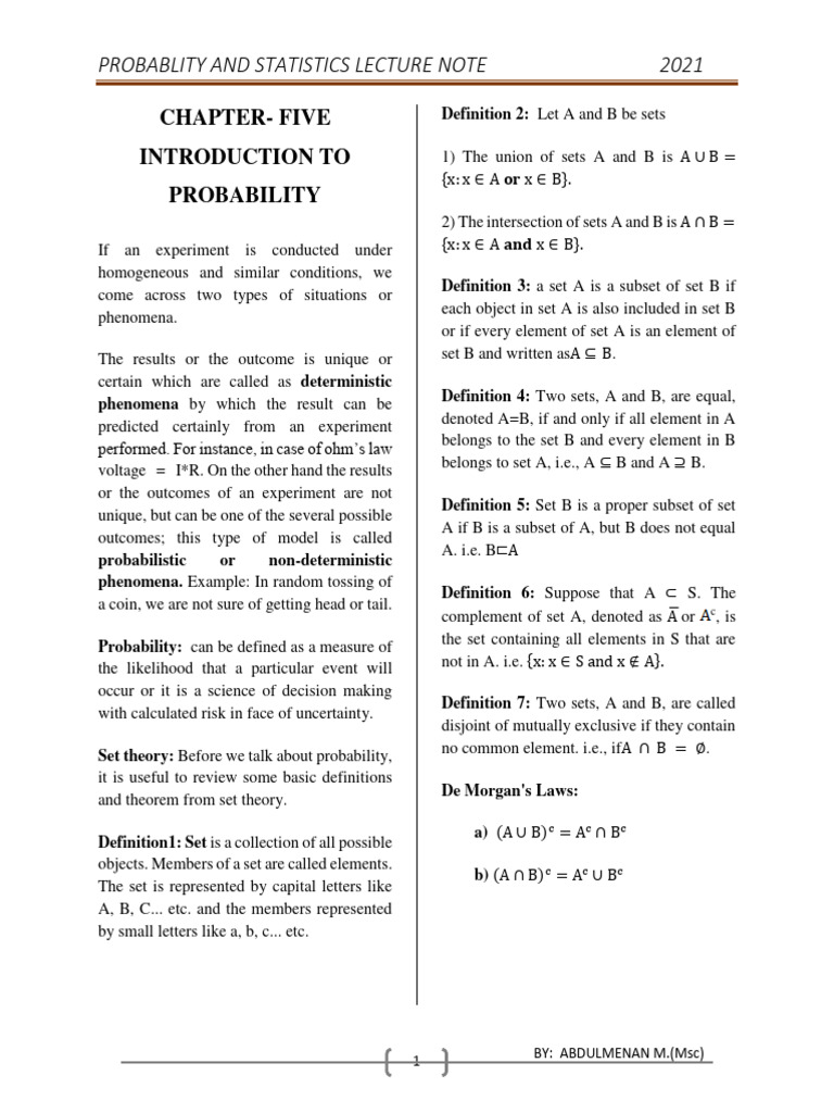 Handout For Mechanical | PDF | Probability Distribution | Random Variable
