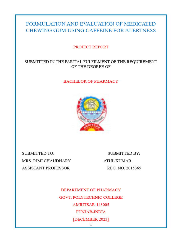 Atul Kumar B.pharm 7th Sem Project Report | PDF | Wellness