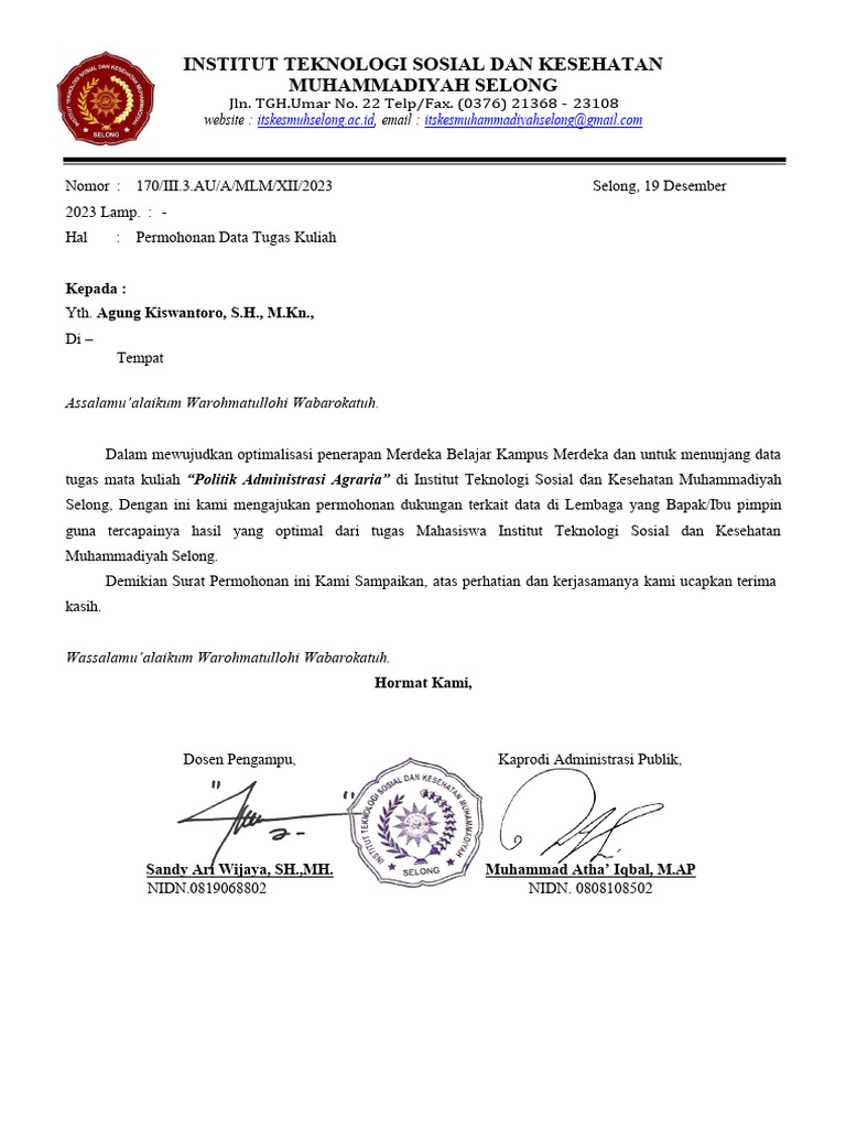 Surat Tugas Notaris Agung Kiswantoro | PDF