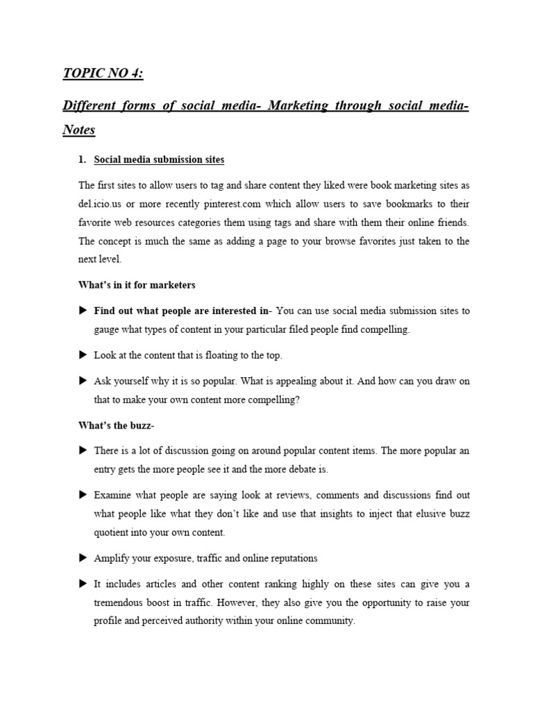 Notes On Social Media Topic | PDF