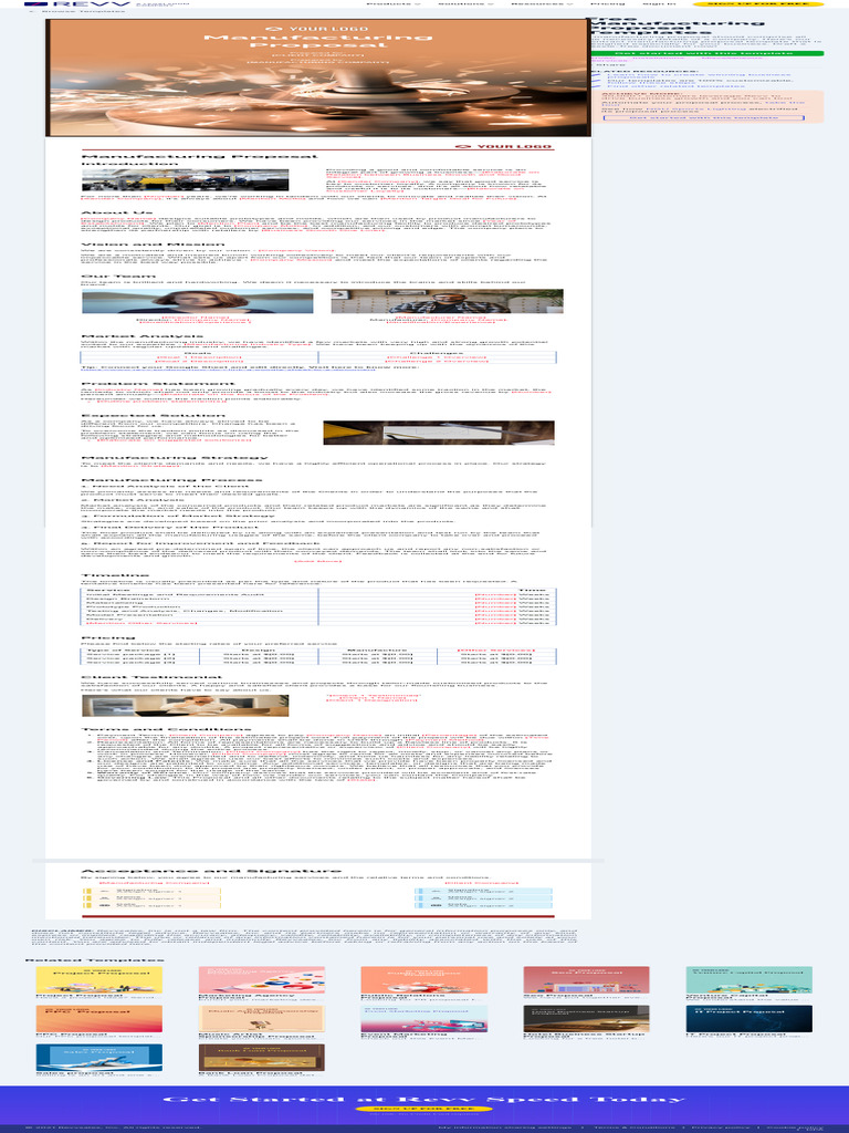 Manufacturing Proposal Template | PDF | Market (Economics) | Pricing