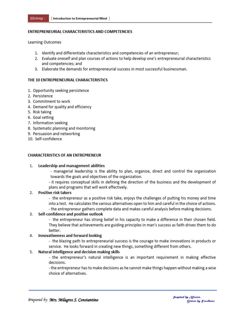 GEntrep CC | PDF | Entrepreneurship | Leadership