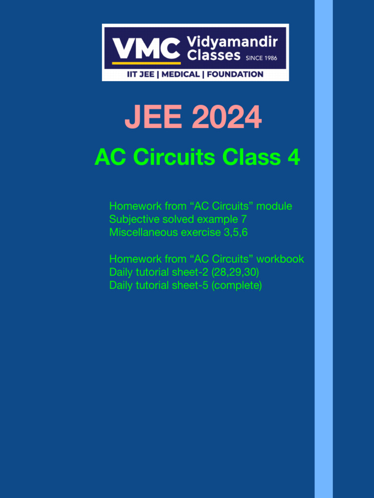 AC Circuits Class - 4 (Notes) | PDF | Inductor | Transformer