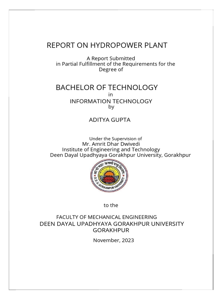 Hydropower Plant Report 4 PDF | PDF | Hydroelectricity | Turbine