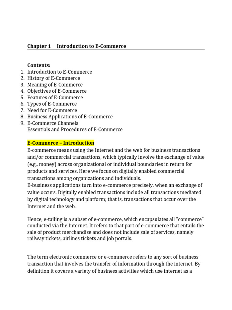 Chapter 1 E-Commerce | PDF