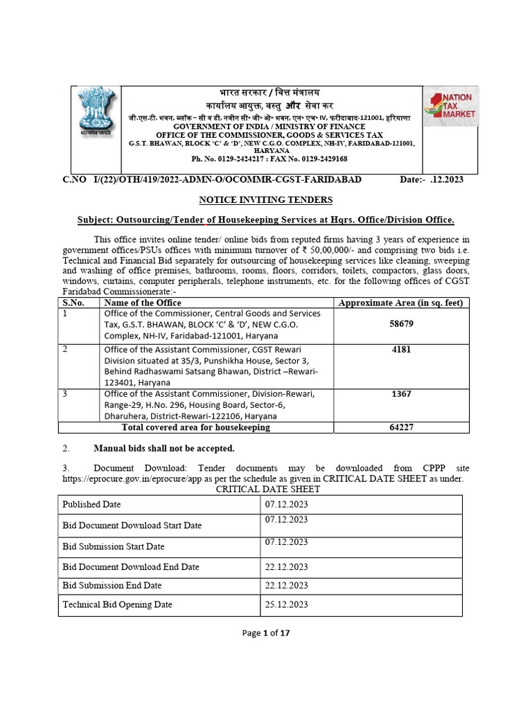 Tendernotice 1 | PDF | Business | Finance & Money Management