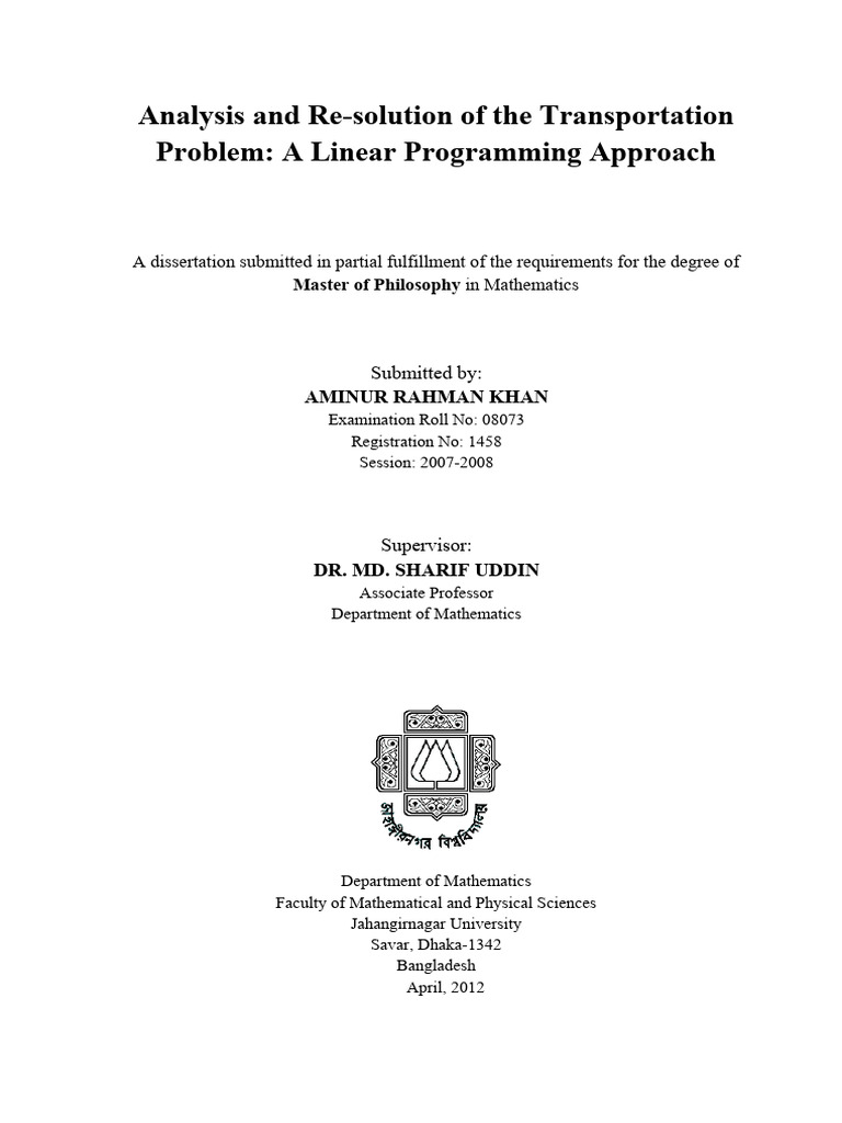 Thesis Aminur | PDF | Mathematical Optimization | Linear Programming Thesis Aminur | PDF | Mathematical Optimization | Linear Programming