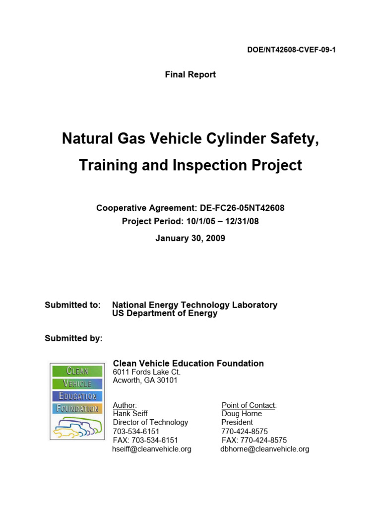 Natural Gas Vehicle Cylinder Safety | PDF | Vehicles | Engines