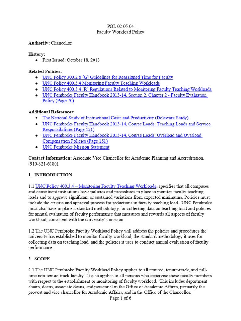 Faculty Workload Policy - CURRENT | PDF | Thesis | Course Credit