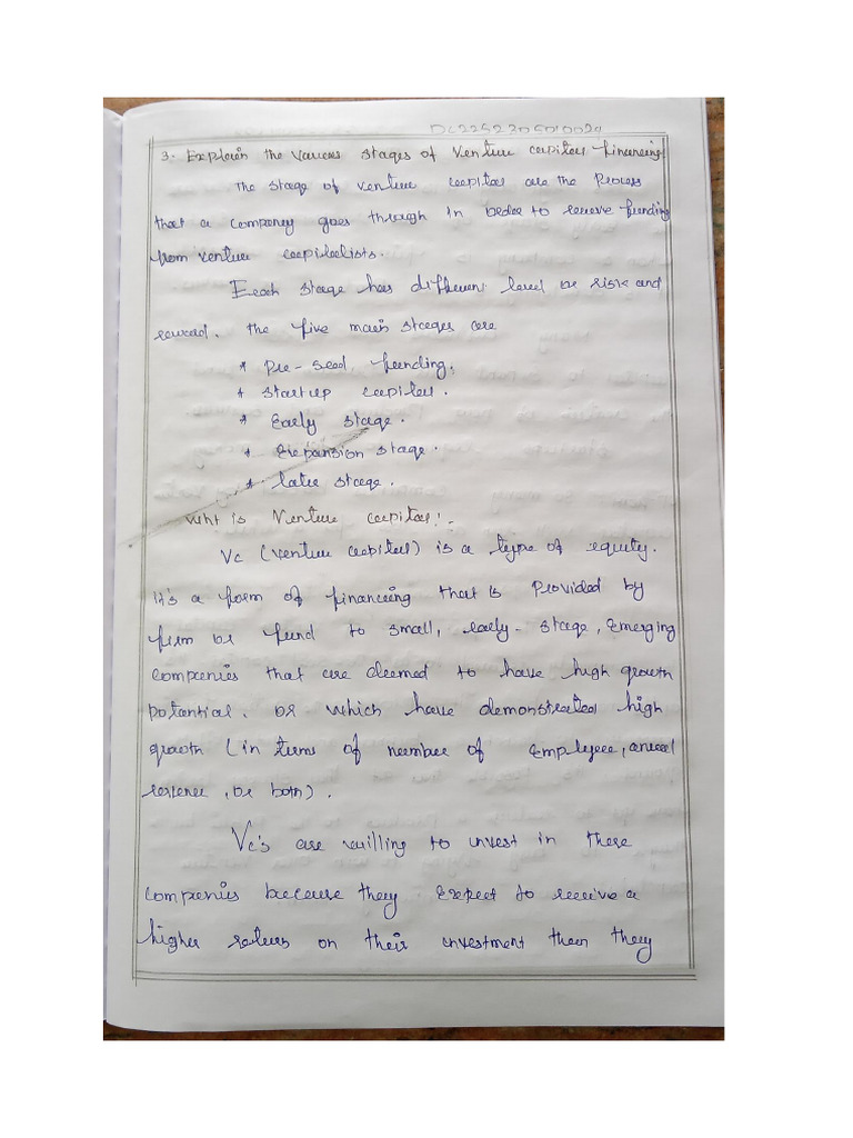 5 Explain The Various Stages of Venture Capital Financing | PDF