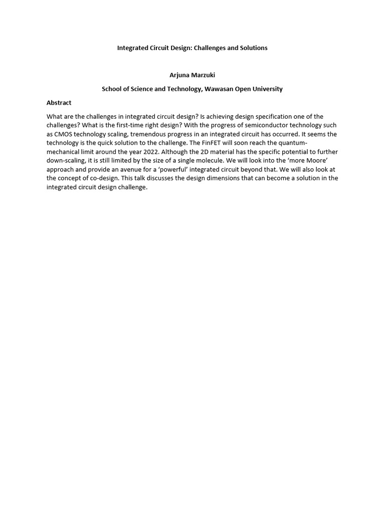 Integrated Circuit Design Challenges | PDF