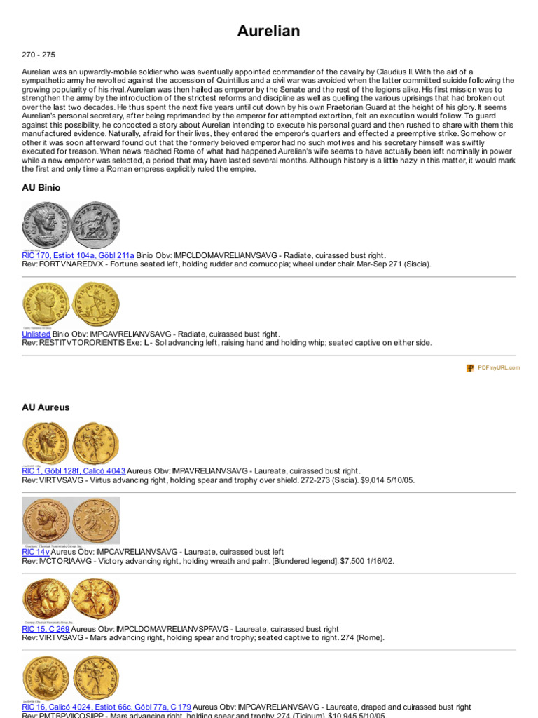 Aurelian | PDF | Roman Empire | Ancient Rome