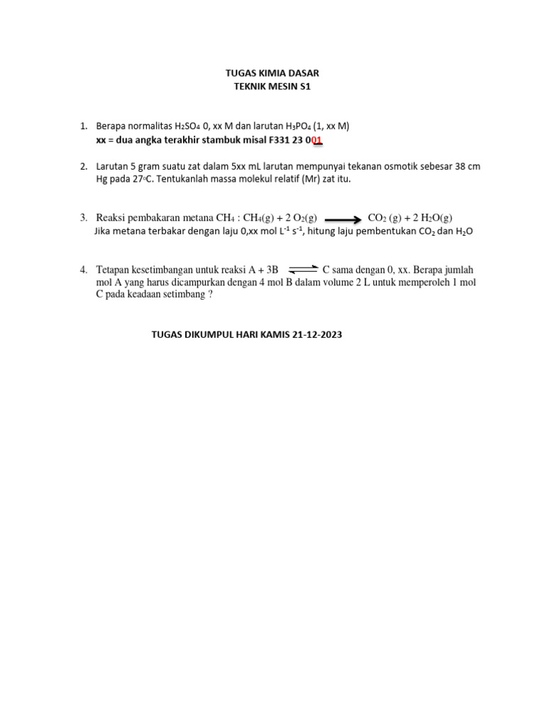 Tugas Kimia Dasar | PDF | Sains & Matematika