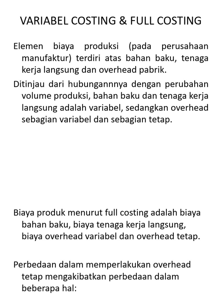 Variable Costing Dan Full Costing | PDF