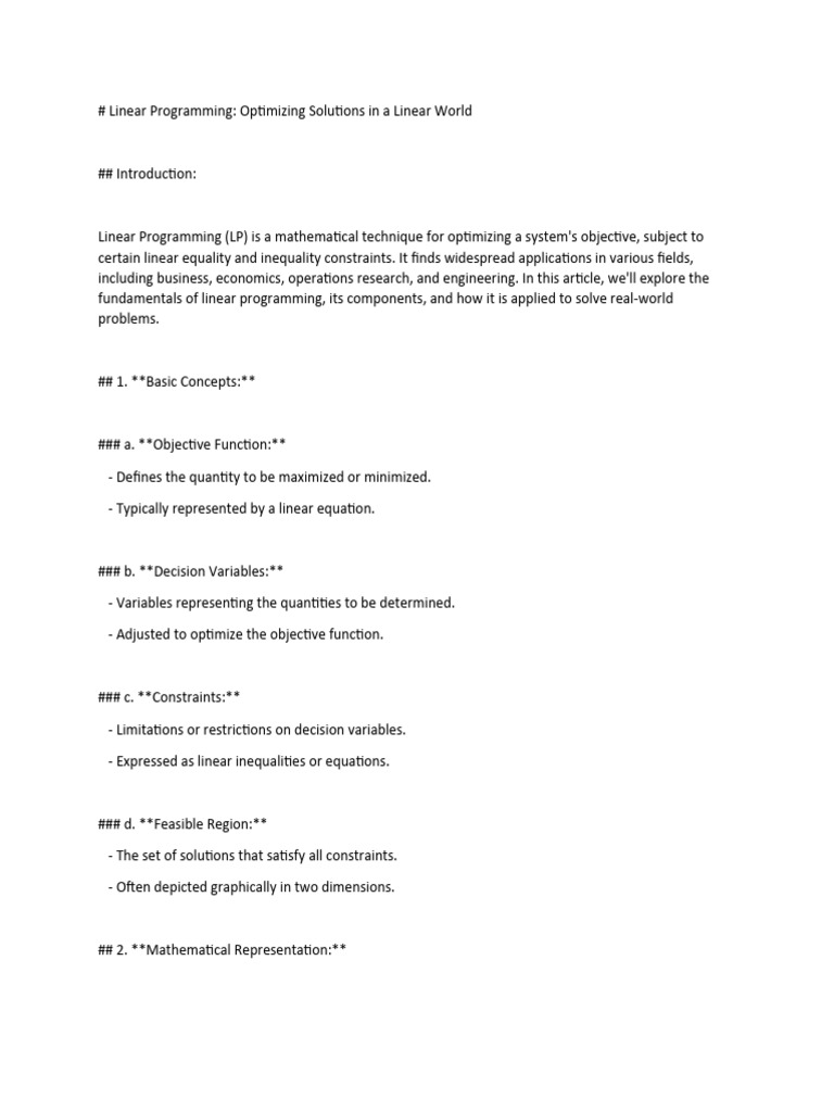 Linear programming | PDF | Linear Programming | Mathematical Optimization