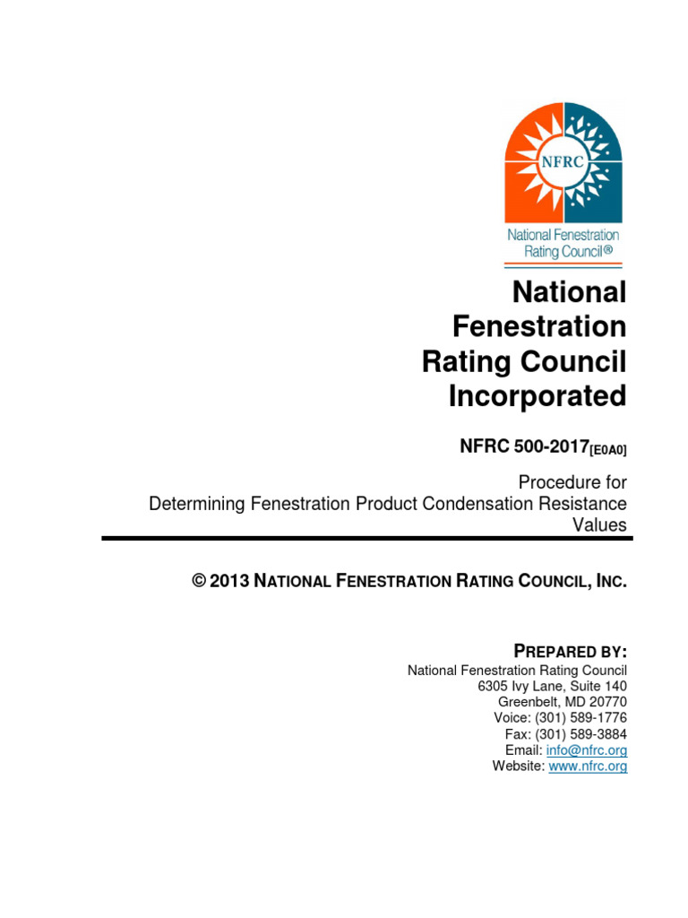 Ansi NFRC 500-2017 E0a0 | PDF | Window | Humidity