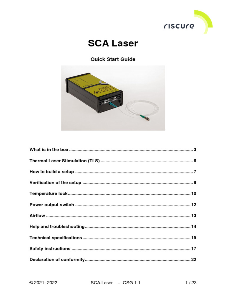 SCA Lasers-QSG | PDF | Laser | Electrical Engineering