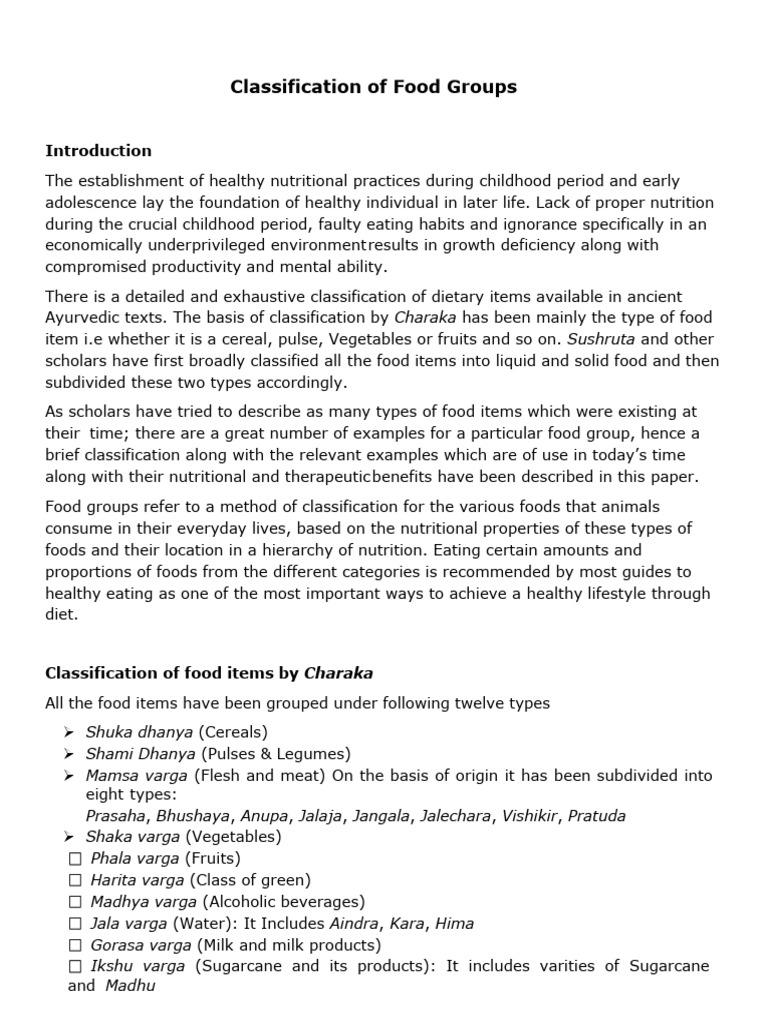 Ayurvedic Food Classification Overview | PDF | Wellness | Technology ...