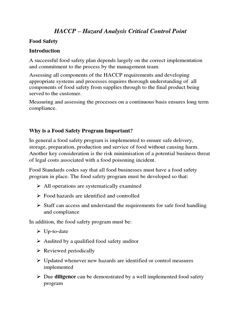 HACCP Notes | PDF