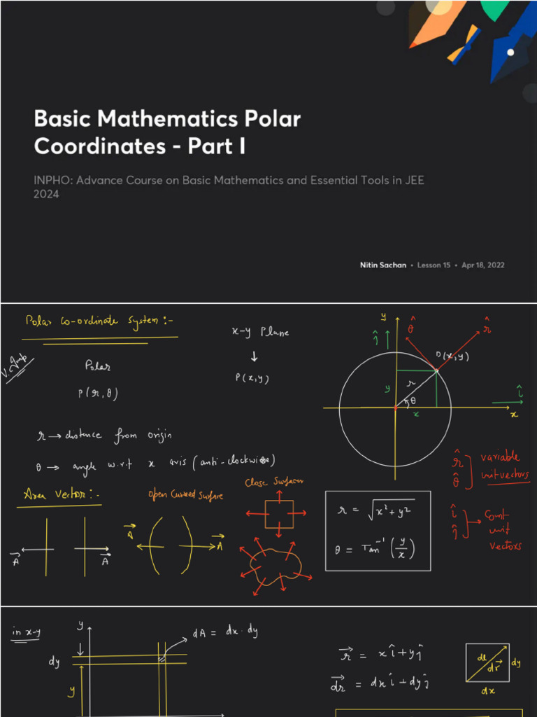 Basic Mathematics Polar Coordinates Part I With Anno | PDF