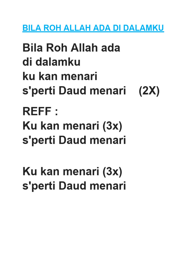 Bila Roh Allah Ada Di Dalamku | PDF