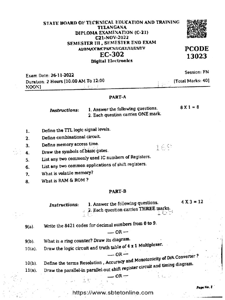 Common 3 Sem Digital Electronics 13023 C 21 Nov 2022 | PDF