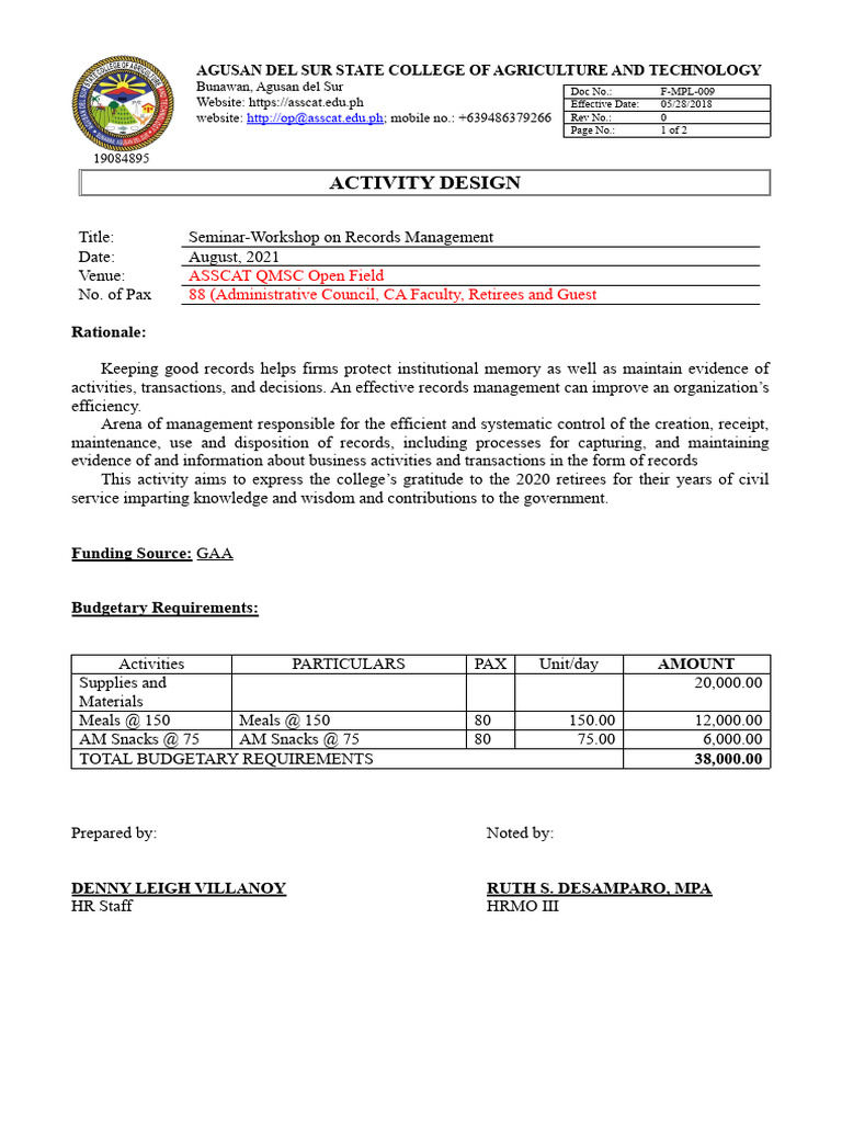 Activity Design | PDF | Economies