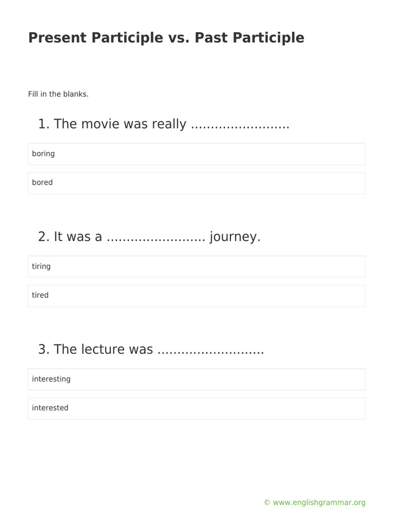Present Participle vs. Past Participle | PDF