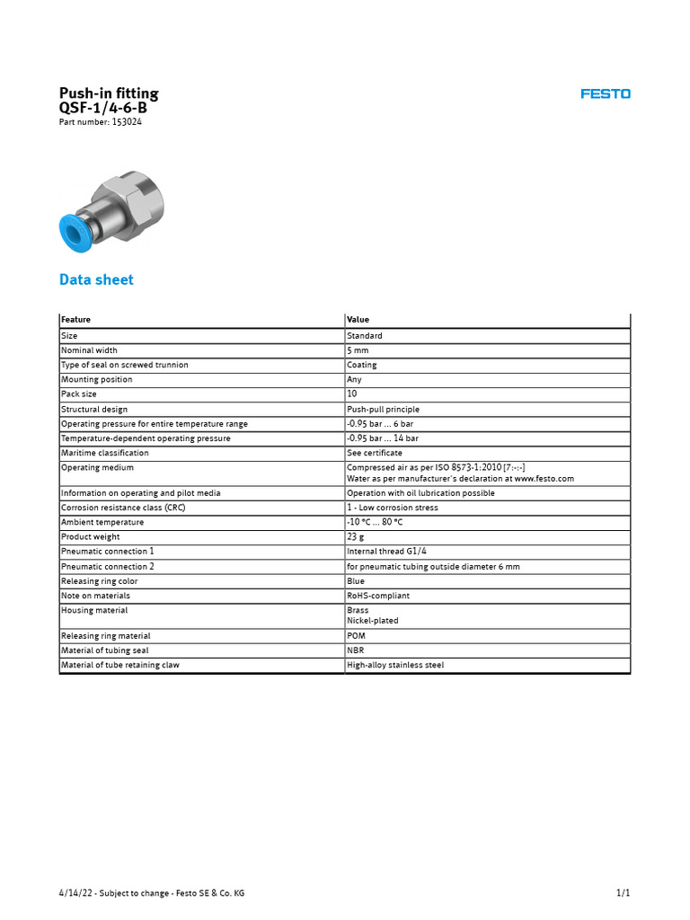 FESTO - Catalogue PIF | PDF