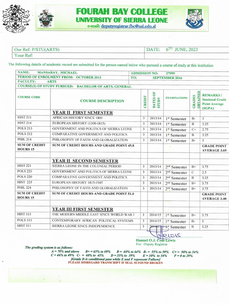 Transcript Second Page | PDF
