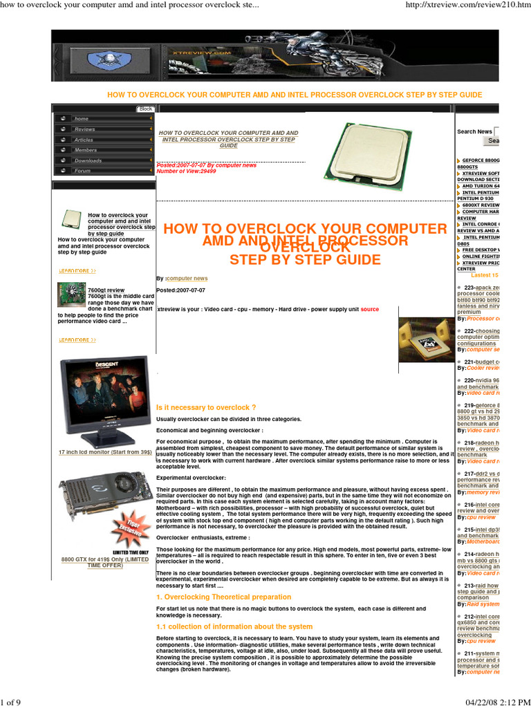 How To Overclock Your Computer Amd and Intel Processor Overcl.. | PDF