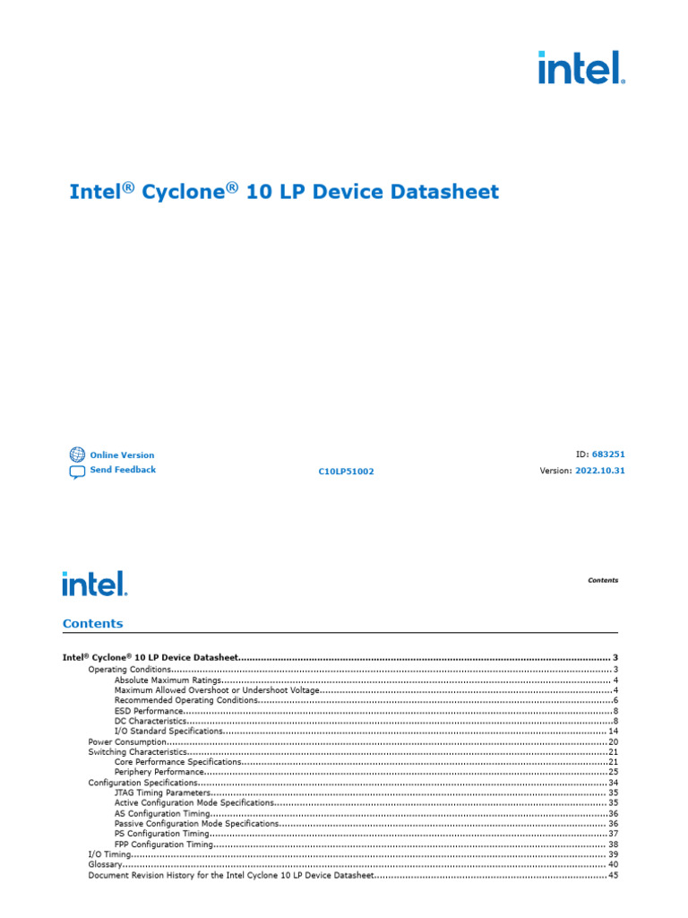 Intel Cyclone 10 LP FPGA Datasheet | PDF | Power Supply | Electronic Engineering