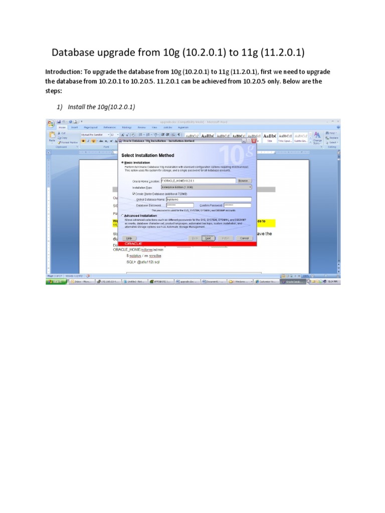 A Detailed Guide For Upgrading An Oracle Database From Version 10g 10 2 0 1 To 11g 11 2 0 1