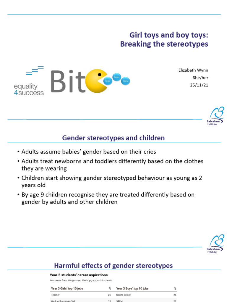 Toys and Gender Stereotypes Slides 251121 | PDF | Toys | Gender Role