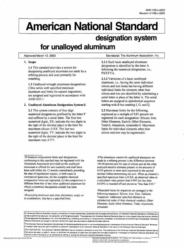 ANSI H35.4-2003 Rev (1sheet) | PDF