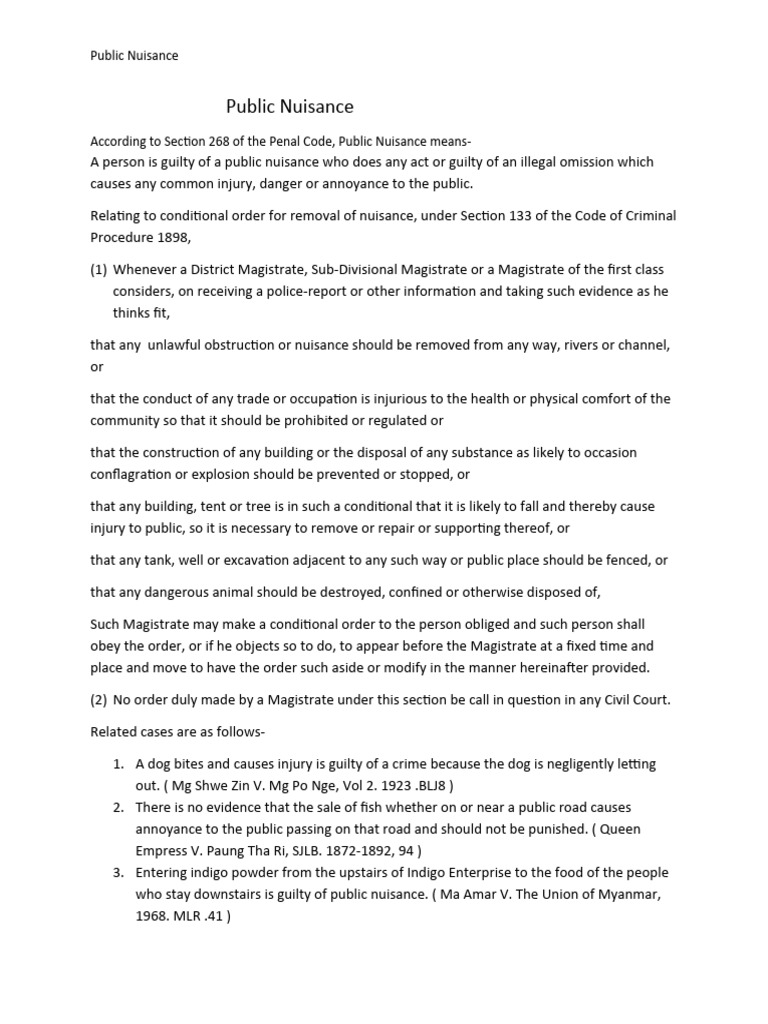 Public Nuisance1 | PDF | Nuisance | Government