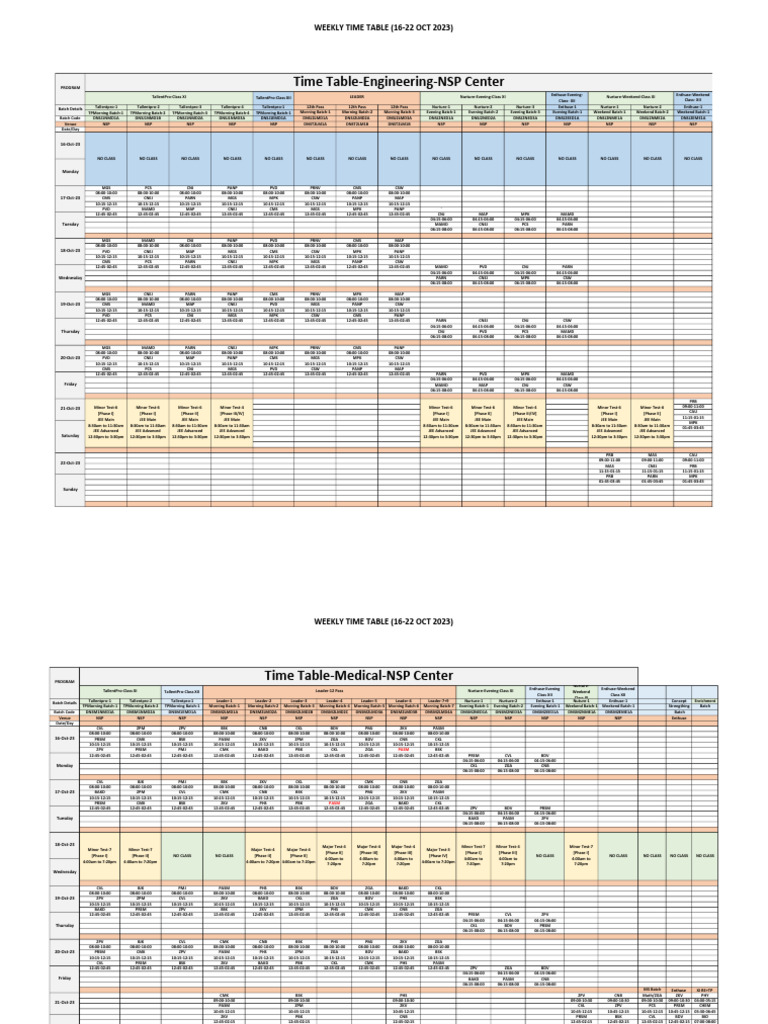 1 NSP Time Table Engineering - 161023 To 221023-1 | PDF