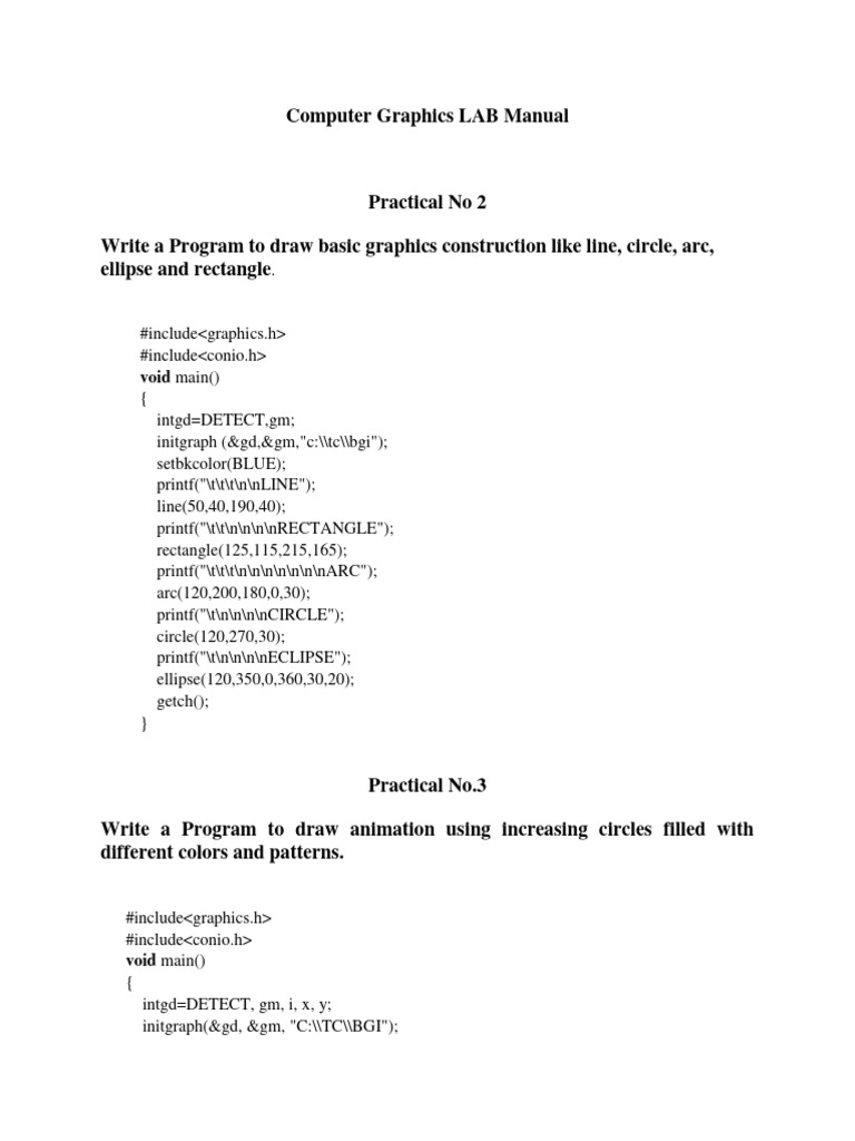 CG Lab Programs | PDF | Computer Science | Computer Programming