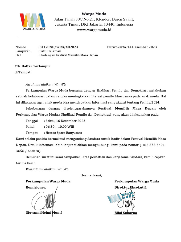 Undangan Festival Pemilu untuk Anak Muda | PDF