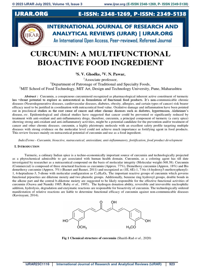 Curcumin: A Multifunctional Bioactive Food Ingredient | PDF ...