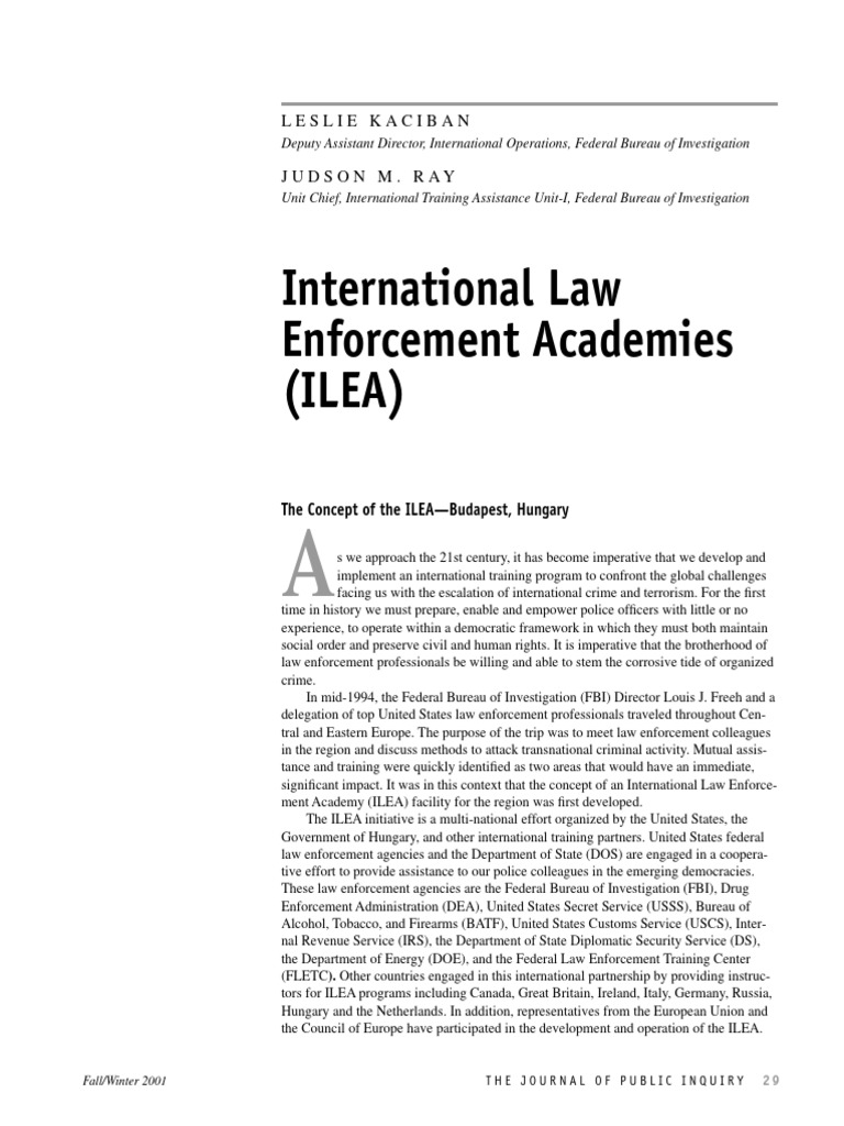 International Law Enforcement Academies (ILEA) : Leslie Kaciban | PDF ...